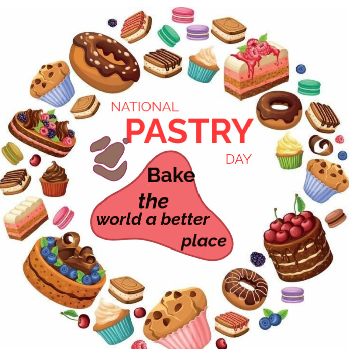 White Maximalist National Pastry Day Instagram Post Template | PosterMyWall