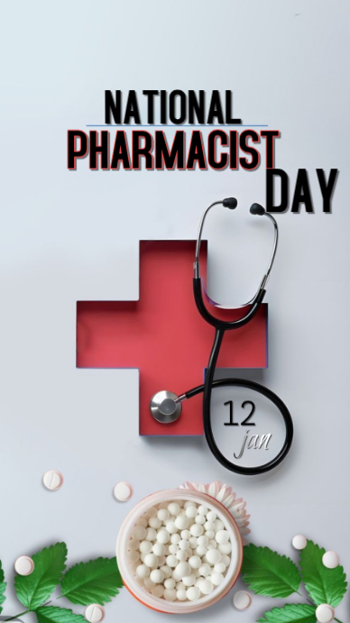 White Maximalist National Pharmacist Day Poster Design Whatsapp Status ...