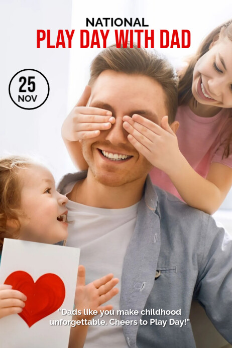 White Maximalist National Play Day With Dad Poster Template | PosterMyWall