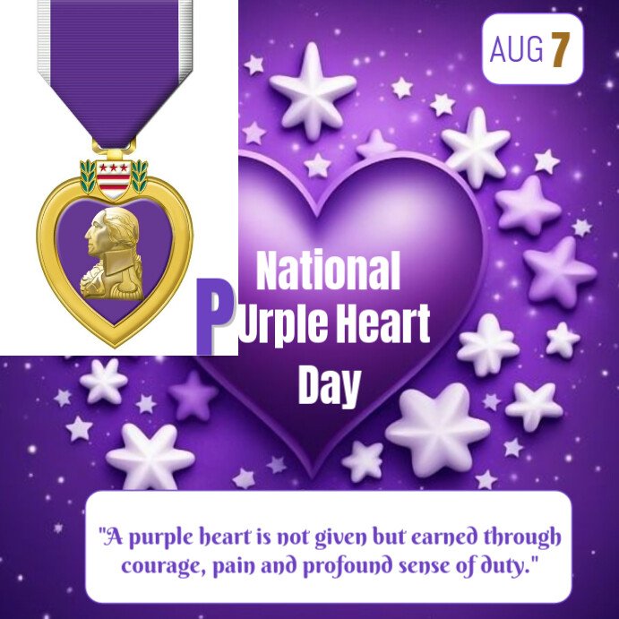 White Maximalist National Purple Heart Day Online Design Flyer/template ...