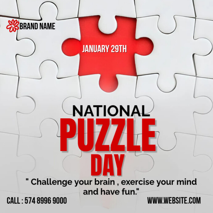 White Maximalist National Puzzle Day Instagram Post Template | PosterMyWall