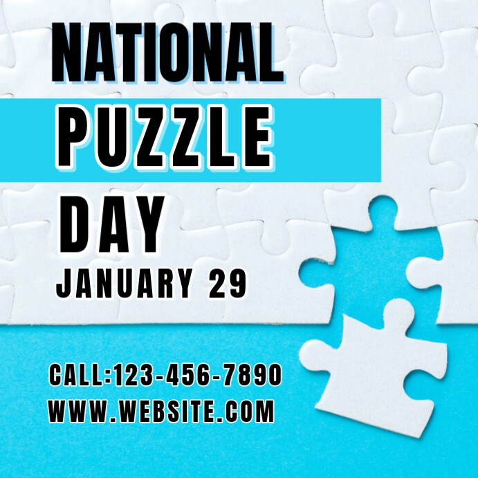 White Maximalist National Puzzle Day Instagram Post Template | PosterMyWall