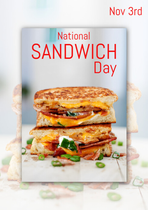 White Maximalist National Sandwich Day A4 Template | PosterMyWall