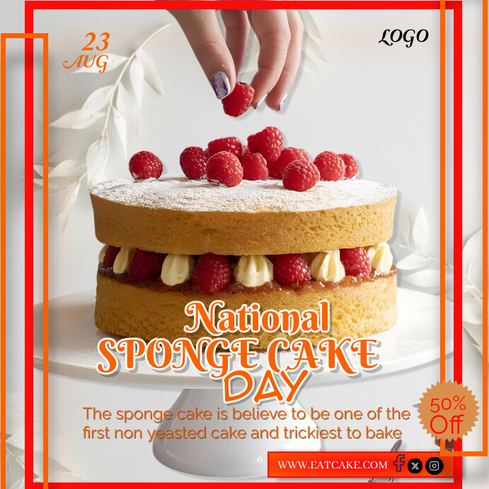 White Maximalist National Sponge Cake day Ins Templat | PosterMyWall