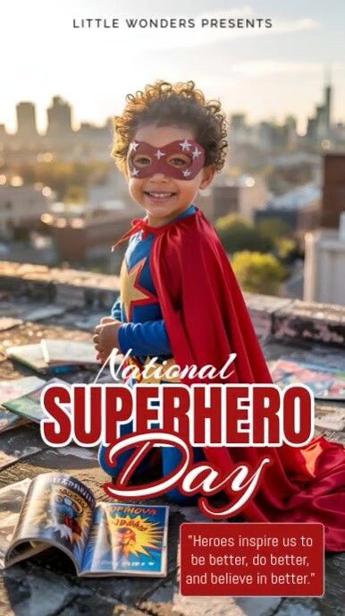 Plantilla de White Maximalist National Superhero Day Instagram Reel ...