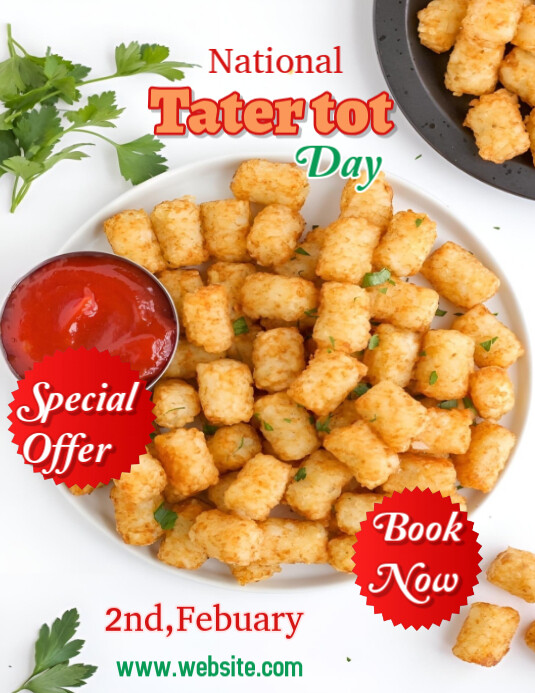 Modèle White Maximalist National Tater Tot Day Flyer (us Letter ...