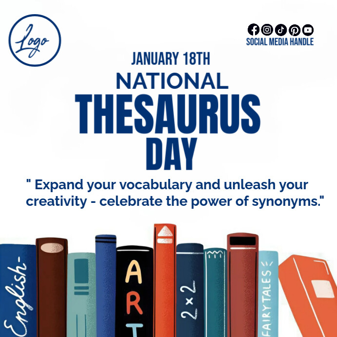 White Maximalist National Thesaurus Day Instagram Post Template ...