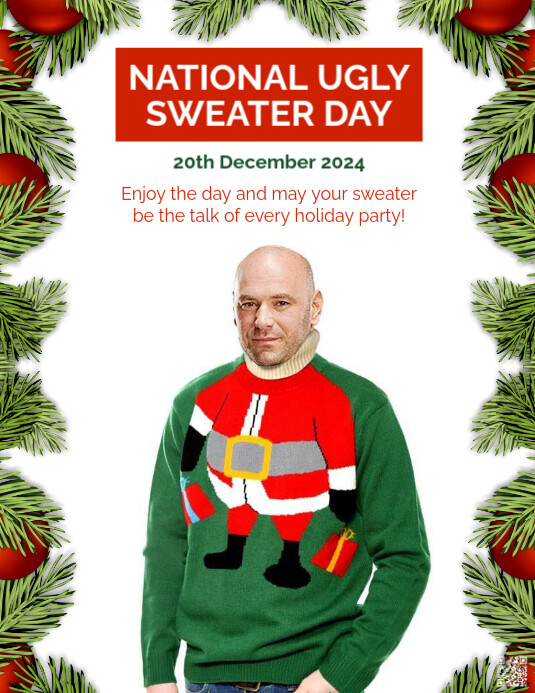 White Maximalist National Ugly Sweater Day Flyer (us Letter) Template ...