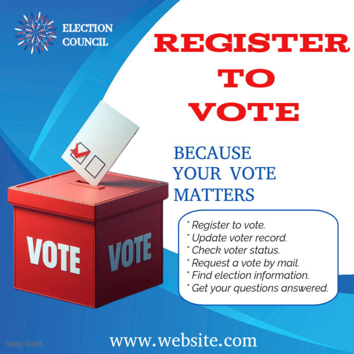 White Maximalist National Voter Registration Template | PosterMyWall