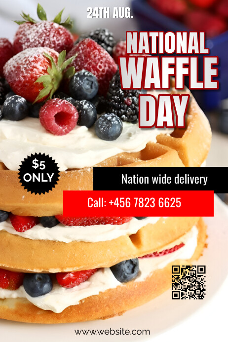 Plantilla de White Maximalist National Waffle Day Poster | PosterMyWall