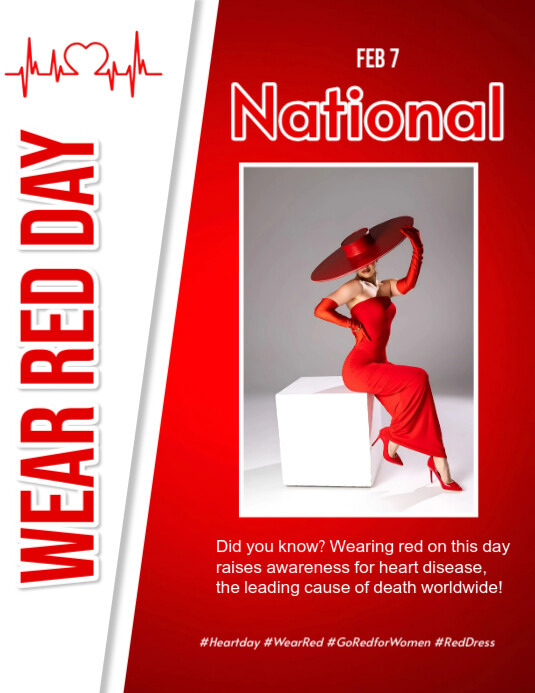 White Maximalist National Wear Red Day Flyer (us Letter) Template ...