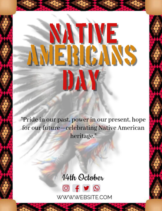 Plantilla de White Maximalist Native Americans Day Flyer (us Letter ...