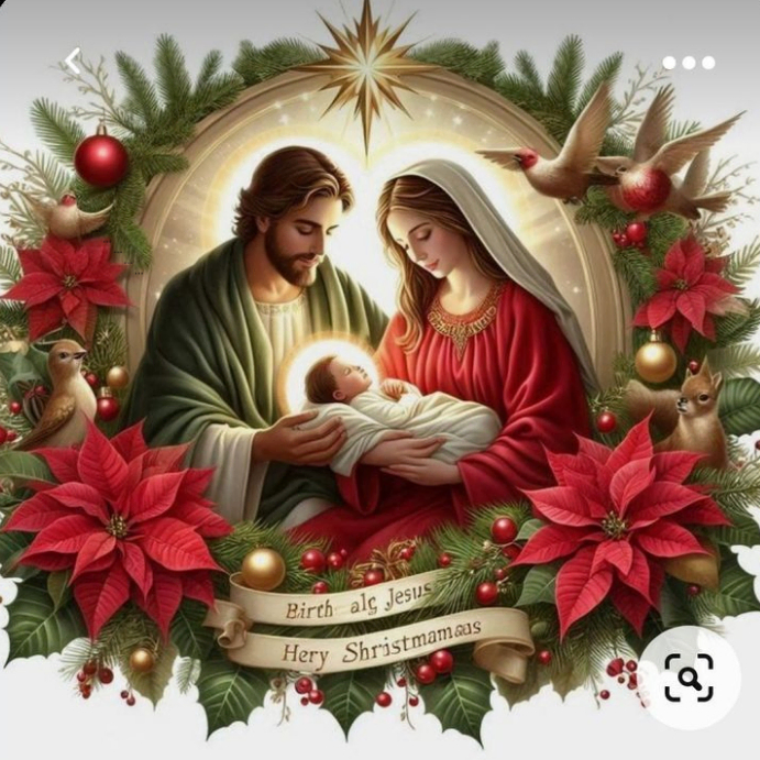 White Maximalist Nativity Scene Poster Instagram Post Template ...