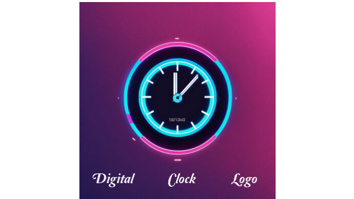 White Maximalist Neon Digital Clock Digital Display (16:9) Template ...