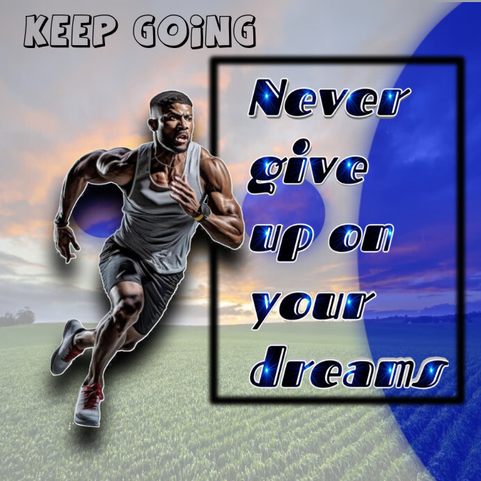 White Maximalist Never Give Up Instagram Post Template | PosterMyWall
