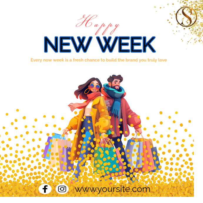 White Maximalist New Week Design With Couple Holding Shopping Bags ...