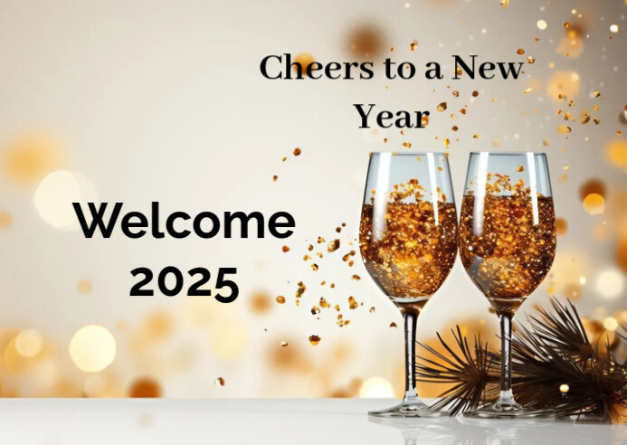 White Maximalist New Year 2025 Postcard Template | PosterMyWall