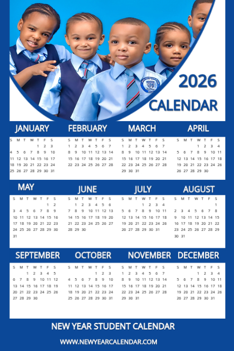 White Maximalist New Year 2026 Calendar Poster Template | PosterMyWall