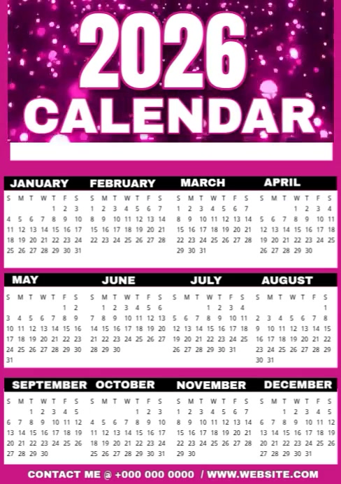 White Maximalist New Year Calendar / 2026 Calendar A4 Template ...