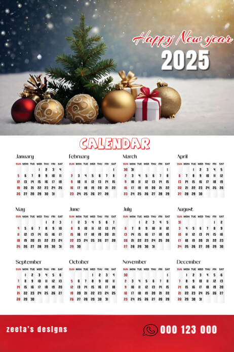 Copy of White Maximalist New Year Calendar Poster | PosterMyWall