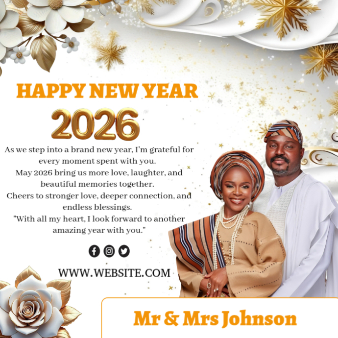 White Maximalist New Year Greeting Season Flyer Album Cover Template ...