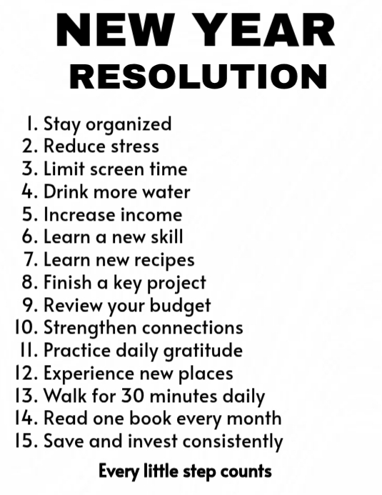White Maximalist New Year Resolution Flyer (us Letter) Template ...