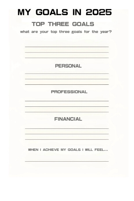 White Maximalist New Year Resolutions Tracker 2025 Poster Poster ...