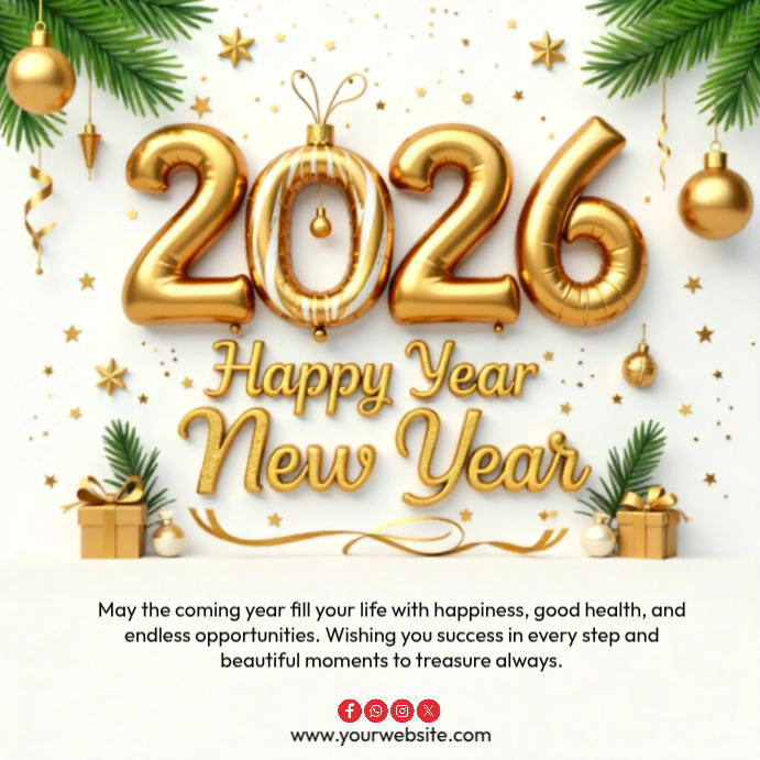 White Maximalist New Year Wishes Instagram Post Template | PosterMyWall