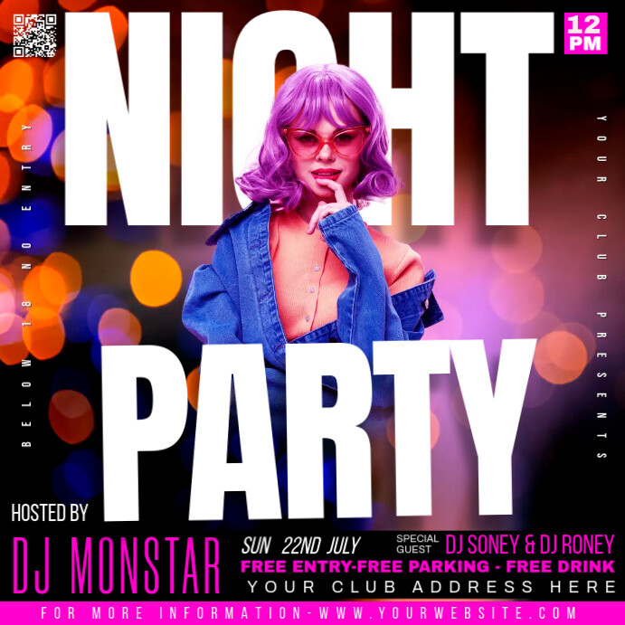 Plantilla de White Maximalist Night Party Instagram Post | PosterMyWall