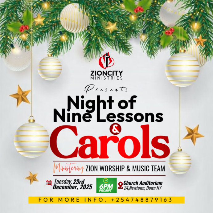 White Maximalist Nine Lessons Carols Service Instagram Post Template ...