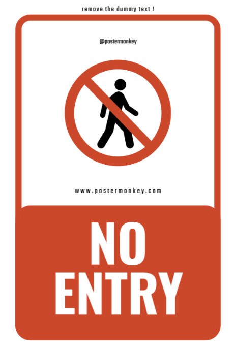 White Maximalist No Entry Sign Poster Templat | PosterMyWall
