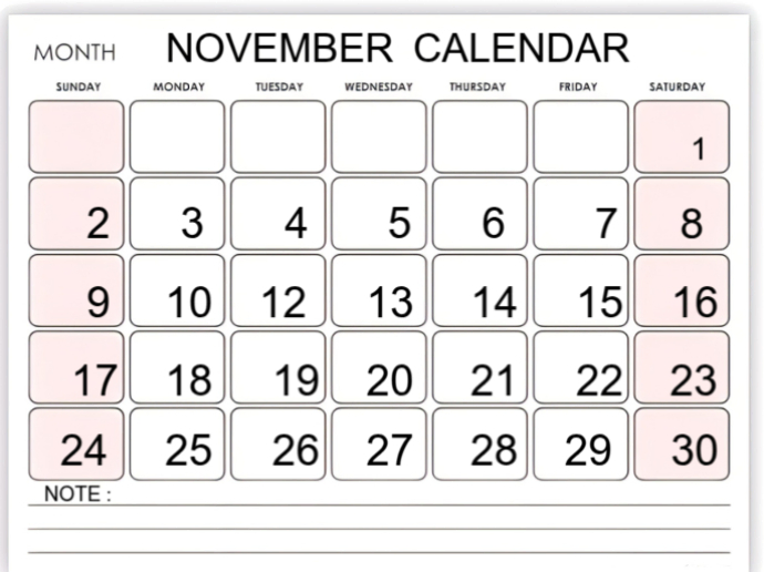 White Maximalist November Calendar Presentation Template | PosterMyWall