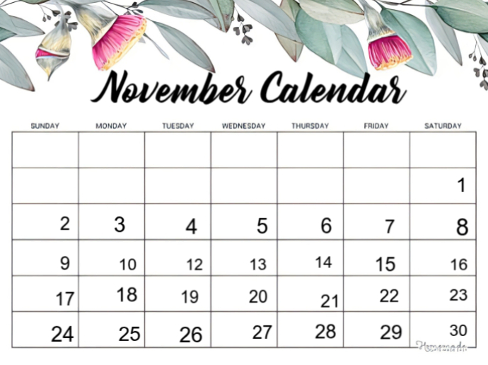 Copy of White Maximalist November Calendar Presentation | PosterMyWall