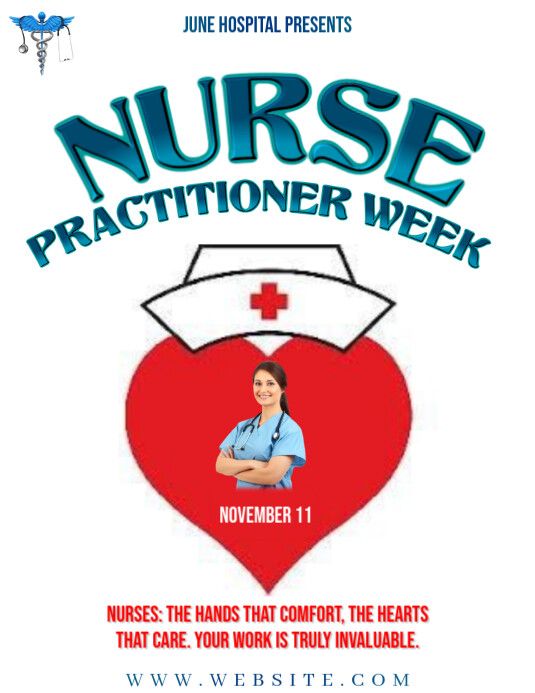 White Maximalist Nurse Practitioner Week Flyer (us Letter) Template ...