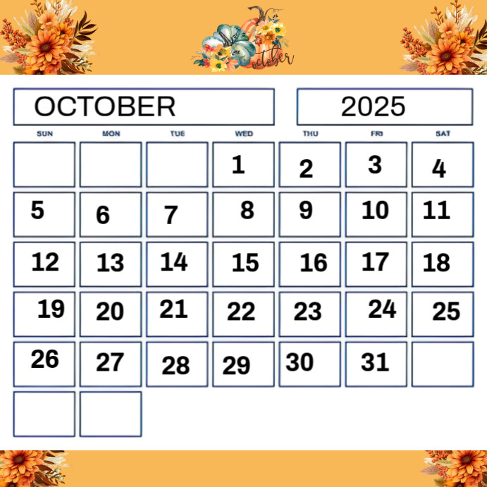 White Maximalist October Calendar Instagram Post Template | PosterMyWall