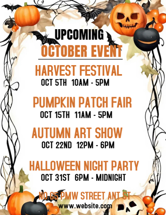 White Maximalist October Upcoming Event Flyer (us Letter) Template ...