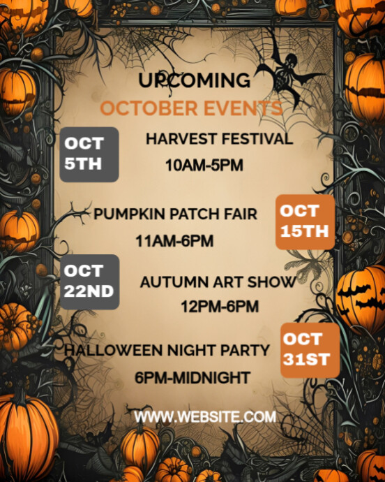 White Maximalist October Upcoming Events Flyer Instagram Portrait ...