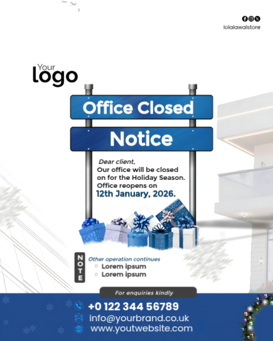 White Maximalist Office Closure Flyer Instagram Portrait Template ...