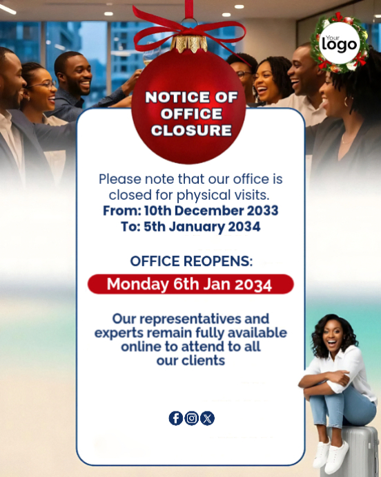 White Maximalist Office Closure Flyer Instagram Portrait Template ...
