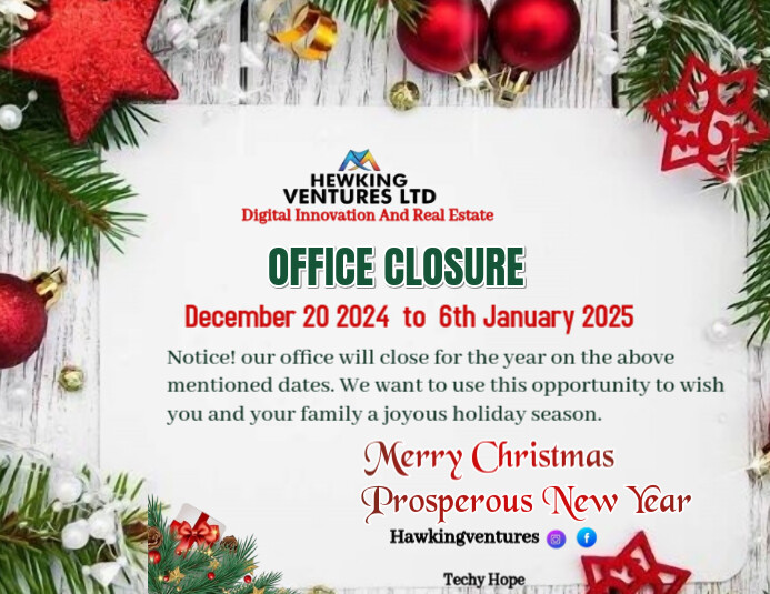 White Maximalist Office Closure Notice For The Christmas And New Year Holiday Flyer (us Letter ...