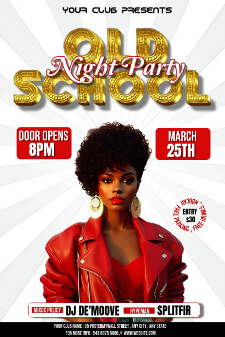 White Maximalist Old School Night Party Poster Template | PosterMyWall