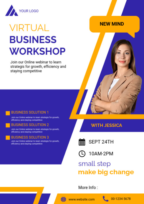 White Maximalist Online Business Workshop Flyer A4 Template | PosterMyWall