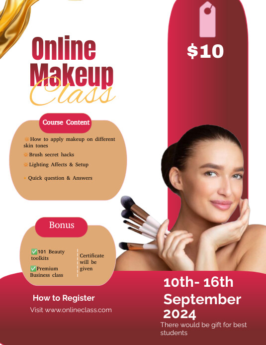 White Maximalist Online Makeup Flyer (us Lett Template | PosterMyWall