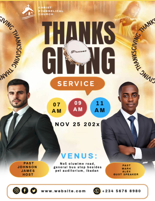 White Maximalist Orange And White Background Thanks Giving Service ...