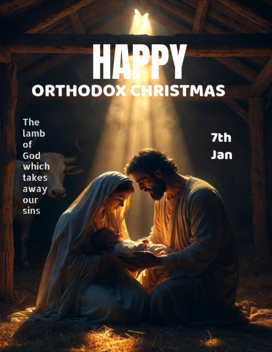 White Maximalist Orthodox Christmas Flyer (us Letter) Template ...