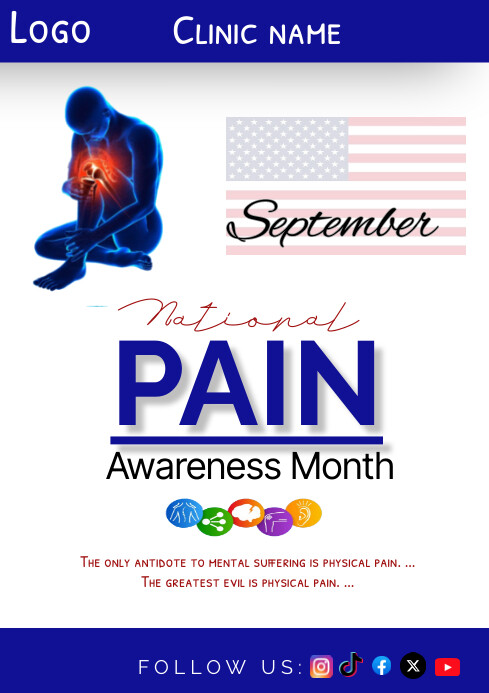 White Maximalist Pain Awareness Month A1 Template | PosterMyWall