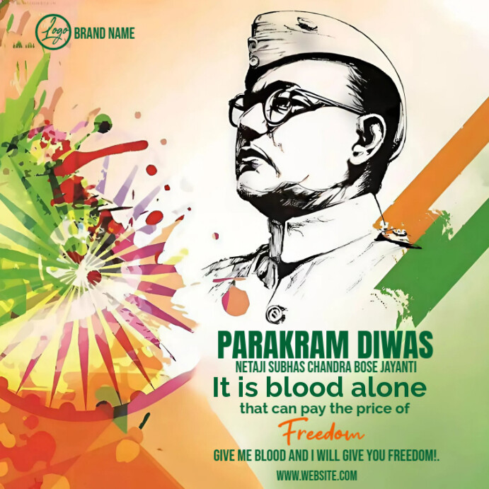White Maximalist Parakram Diwas Instagram Post Template | PosterMyWall