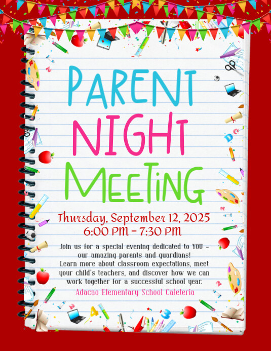White Maximalist Parent Night Meeting Flyer Flyer (us Letter) Template ...
