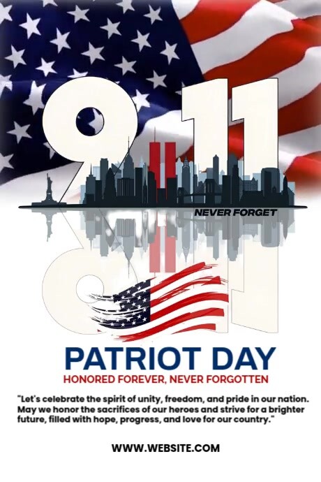 White Maximalist Patriot Day Poster Template | PosterMyWall