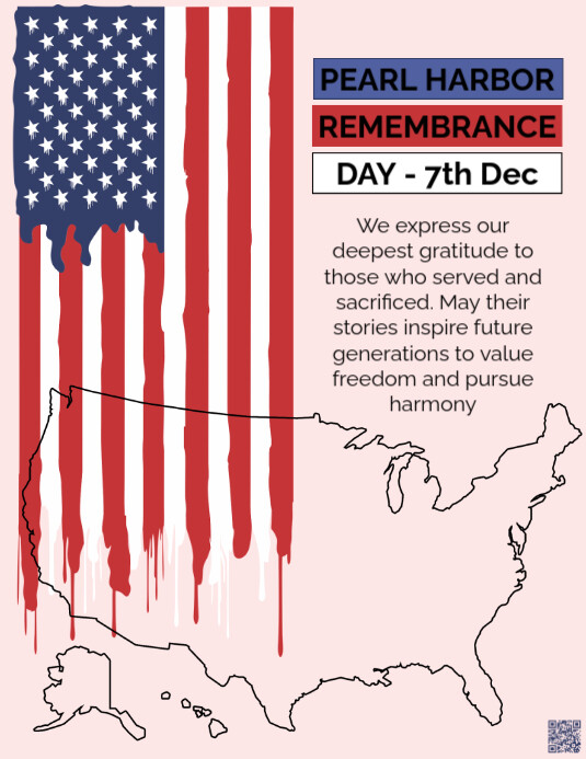 White Maximalist Pearl Harbor Remembrance Day Flyer (us Letter ...